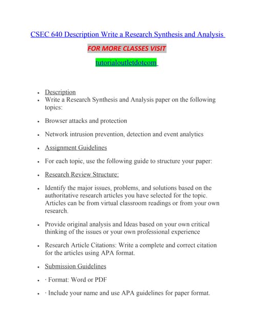 Description write a research synthesis and analysis paper ...
