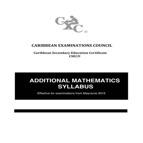 Csec additional mathematics syllabus | PDF