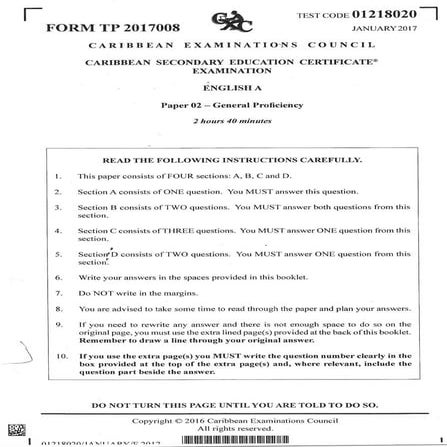 Csec english a_p_02_jan_2017 | PDF