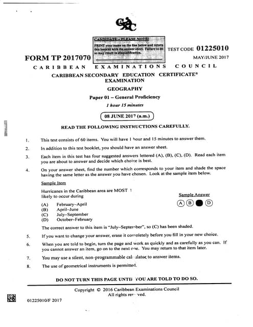 Geography CSEC SBA | DOCX | Geography | Science