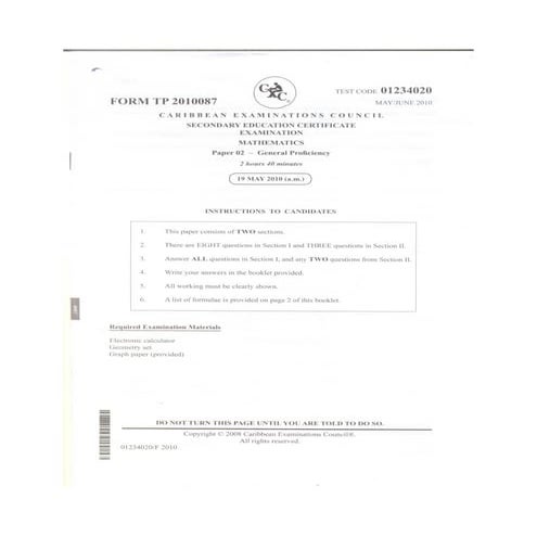 Csec mathematics may 2010 | PDF | Education industry | Industries