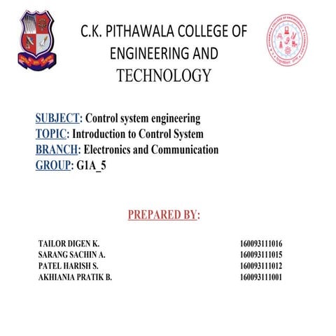 CSE-introduction about control system | PPT | Robotics | Technology ...
