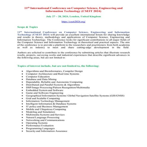 11th International Conference on Computer Science, Engineering and ...