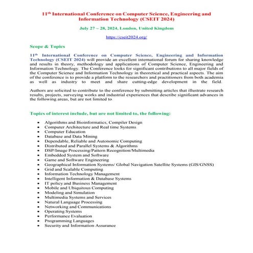 11th International Conference on Computer Science, Engineering and ...