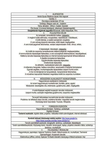 Digitális óravázlat angol órára | DOCX