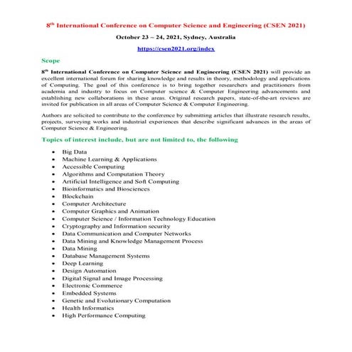 CFP - 12th International Conference on Computer Science and Engineering ...
