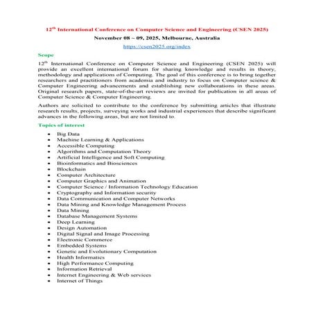 CFP - 12th International Conference on Computer Science and Engineering ...