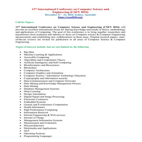 14th International Conference on Computer Science, Engineering and ...