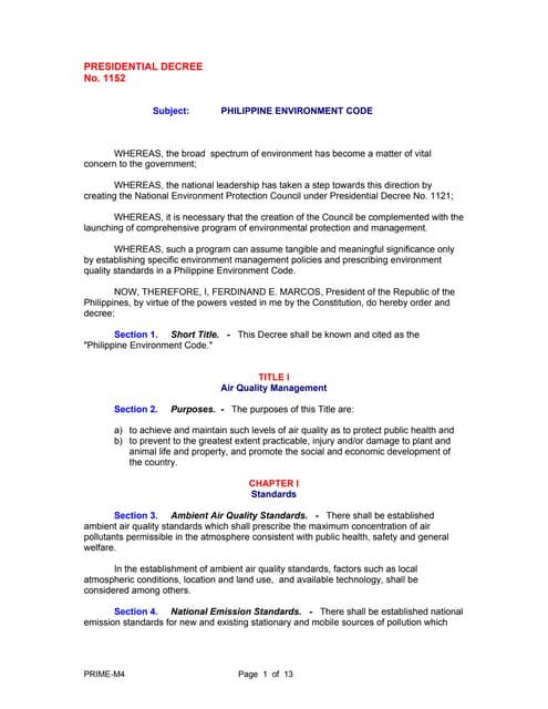 Environmental Laws PD 1586 | PDF