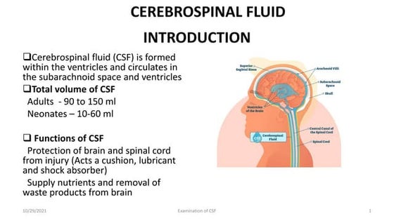 Collection, transport and processing of clinical specimens: CSF | PPTX