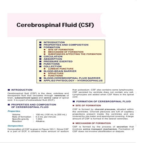 CSF and it's production and normal composition | PDF
