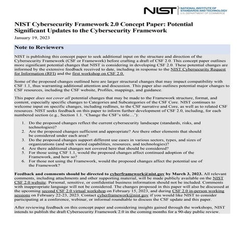 NIST Cybersecurity Framework (CSF) 2.0: What has changed? | PDF