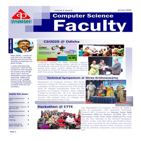 Cs faculty newsletter jan 20 | PDF