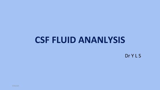 Cerebrospinal fluid (CSF) and interpreting lumbar puncture | PPT
