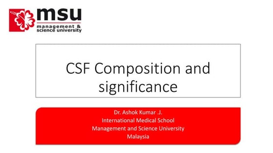 Cerebrospinal fluid (CSF) and interpreting lumbar puncture | PPT