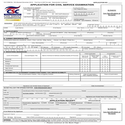 Civil Service Philippines - Form Revised Nov 2012 | PDF