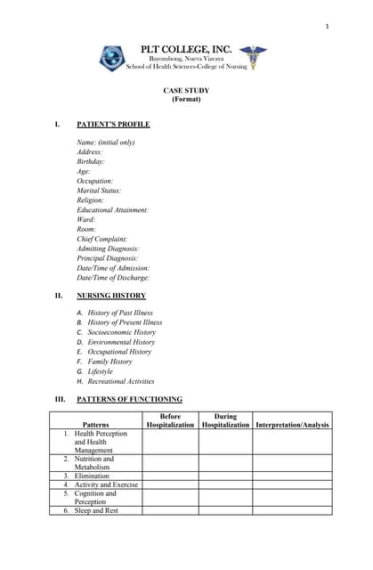 Gordons 11-functional-health-patterns | DOC | Medical Health