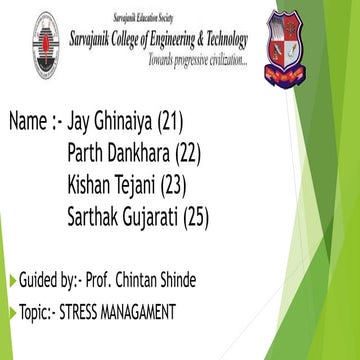 Subject: Communication Skills. Topic-Stress. | PPT