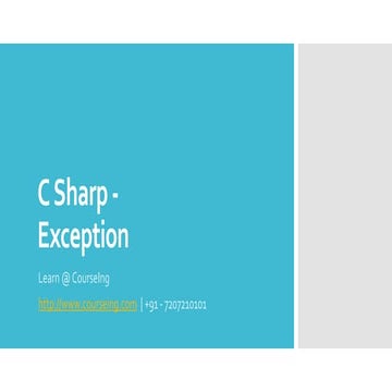 C Sharp Tutorial C Sharp Exception Ppt