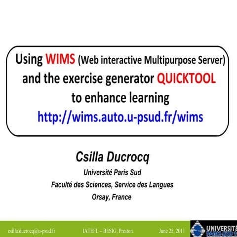 Using the WIMS | PPT