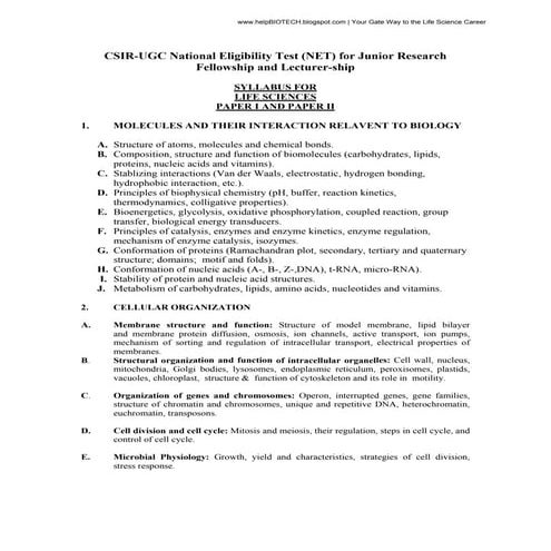Csir syllabus paper 2011 | PDF