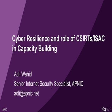 Event: Cyber resilience and the role of CSIRTs/ISAC in Capacity ...