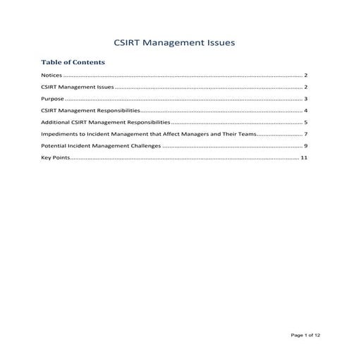 Managing Computer Security Incident Response Teams - Introduction | PDF