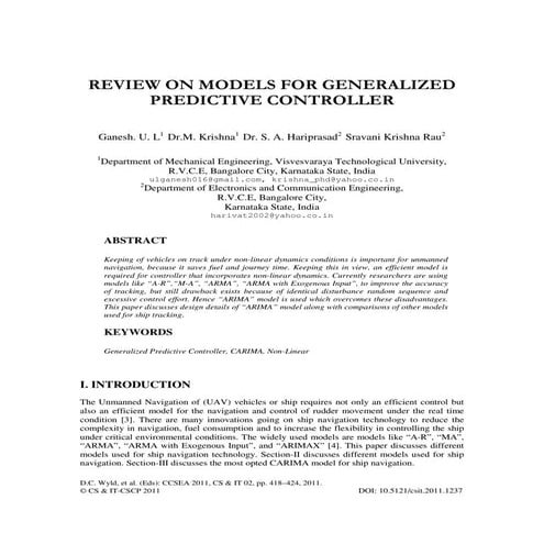 REVIEW ON MODELS FOR GENERALIZED PREDICTIVE CONTROLLER | PDF | Technology & Computing
