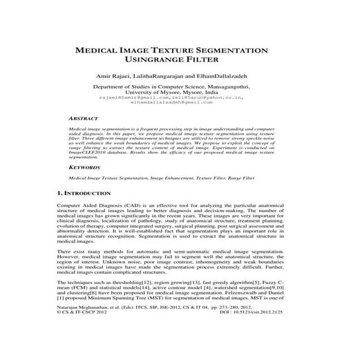 Medical Image Texture Segmentation Usingrange Filter Pdf