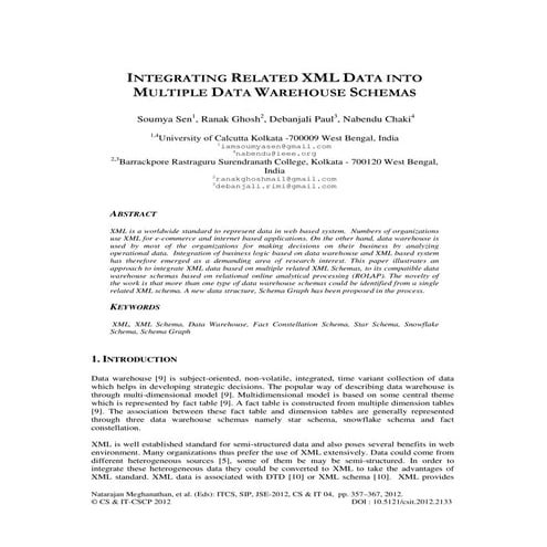 Integrating Related Xml Data Into Multiple Data Warehouse Schemas Pdf 6371
