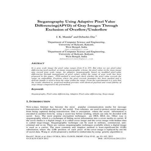Steganography Using Adaptive Pixel Value Differencing Apvd Of Gray Images Through Exclusion Of