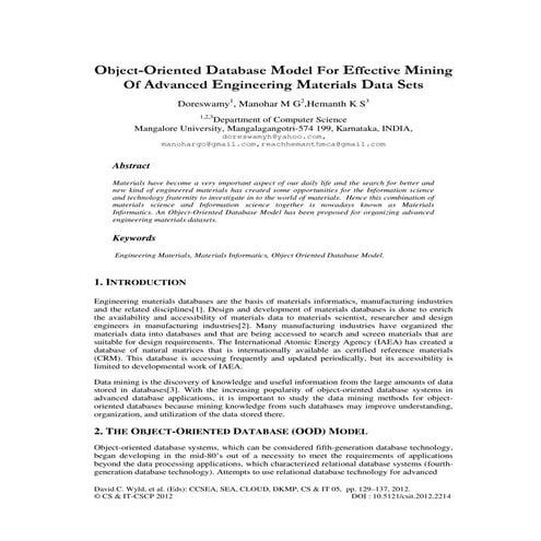 Object Oriented Database Model For Effective Mining Of Advanced