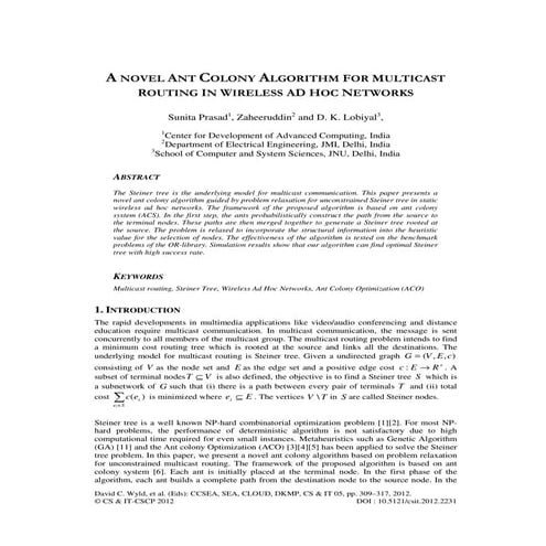 A Novel Ant Colony Algorithm For Multicast Routing In Wireless Ad Hoc Networks Pdf 