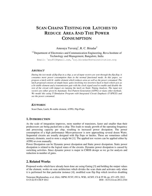 Scan Chains Testing For Latches To Reduce Area And The Power 0708