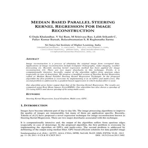 MEDIAN BASED PARALLEL STEERING KERNEL REGRESSION FOR IMAGE ...