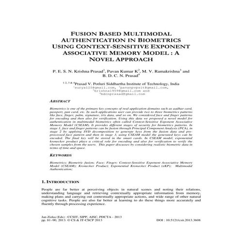 Fusion Based Multimodal Authentication In Biometrics Using Context Sensitive Exponent