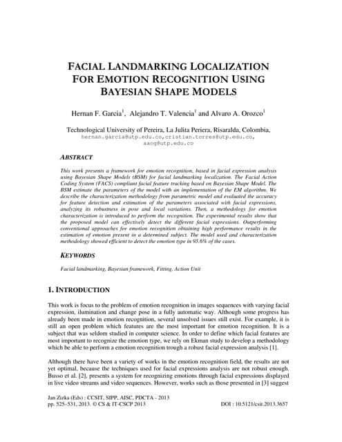 A Literature Review On Emotion Recognition System Using Various Facial ...