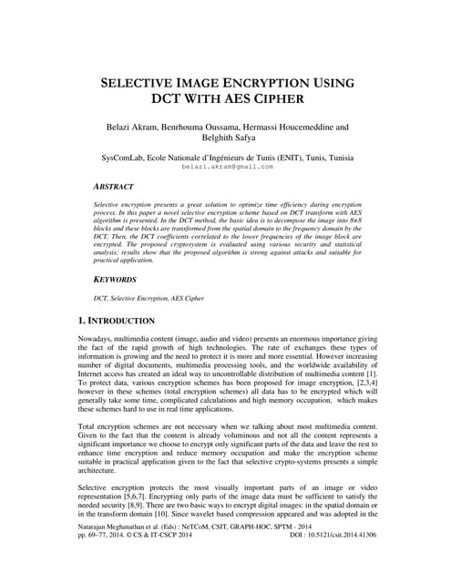 Selective Image Encryption Using Dct With Aes Cipher Pdf