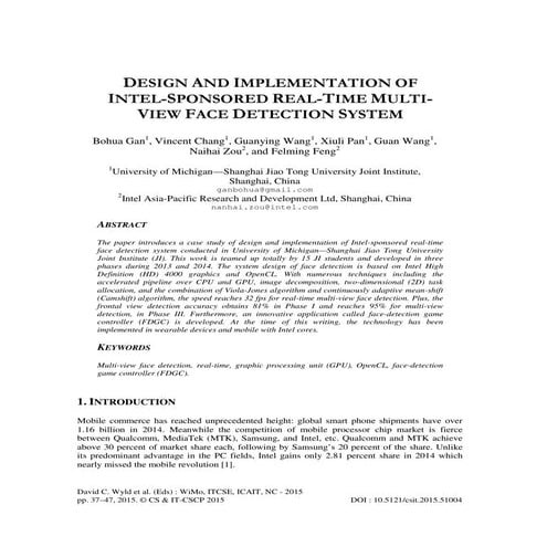 Design And Implementation Of Intel Sponsored Real Time Multiview Face Detection System Pdf
