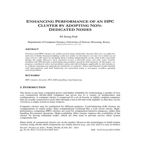 Enhancing Performance Of An Hpc Cluster By Adopting Nondedicated Nodes