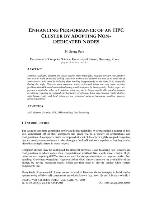 Enhancing Performance Of An Hpc Cluster By Adopting Nondedicated Nodes