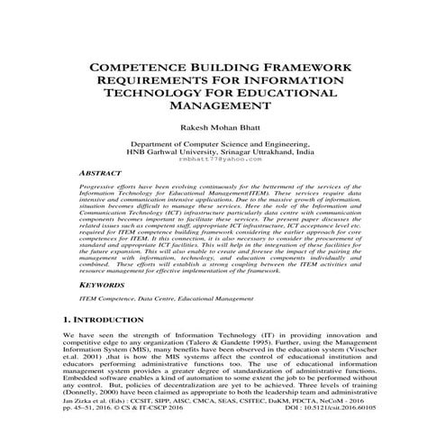 COMPETENCE BUILDING FRAMEWORK REQUIREMENTS FOR INFORMATION TECHNOLOGY ...