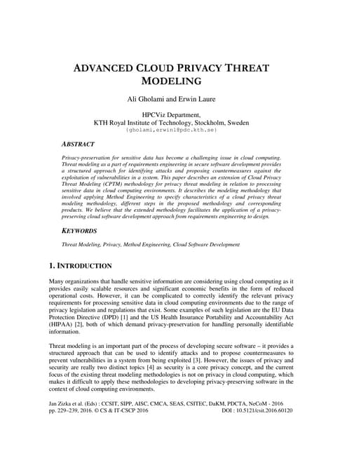 DESIGN AND IMPLEMENTATION OF THE ADVANCED CLOUD PRIVACY THREAT MODELING | PDF