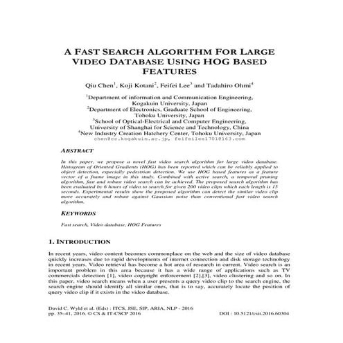 A Fast Search Algorithm For Large Video Database Using Hog Based 3418