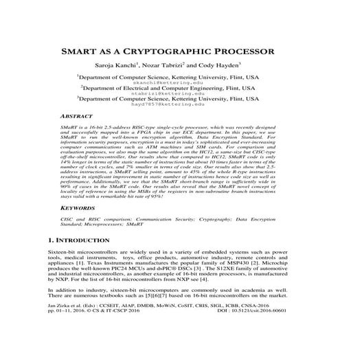 Smart as a Cryptographic Processor | PDF