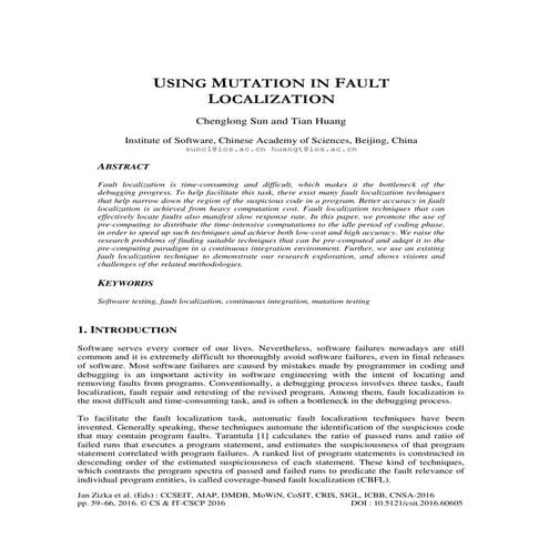 Using Mutation In Fault Localization Pdf