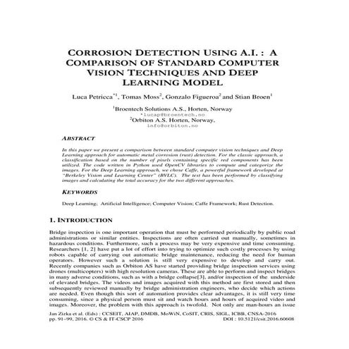 Corrosion Detection Using A I A Comparison Of Standard Computer Vision Techniques And Deep