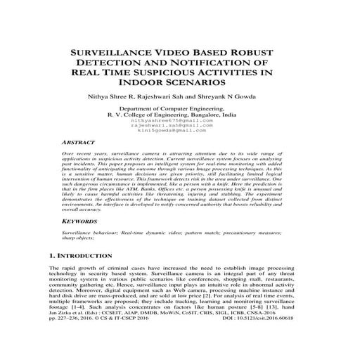Surveillance Video Based Robust Detection and Notification of Real Time Suspicious Activities in ...