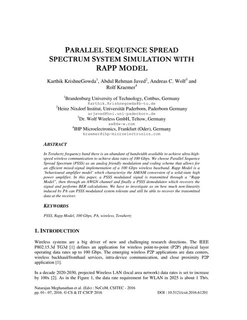 Parallel Sequence Spread Spectrum System Simulation With Rapp Model Pdf