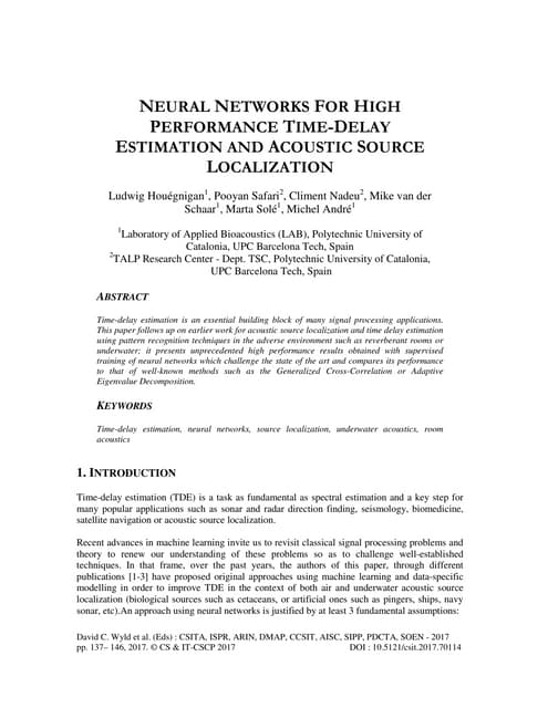 Neural Networks For High Performance Time Delay Estimation And Acoustic